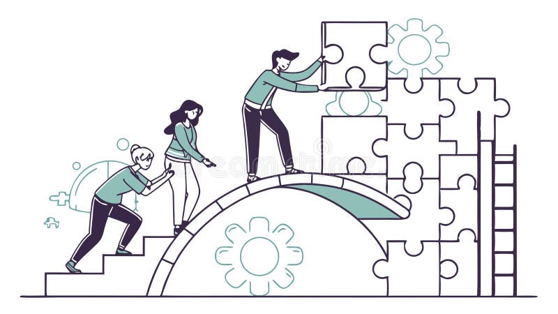 Collaborative Team Building a Puzzle, Problem Solving, Vector Design Generative AI Stock Vector ...