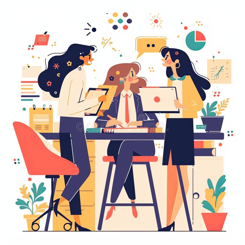 Collaborative Team Discussion in a Vibrant Office Workspace with ...