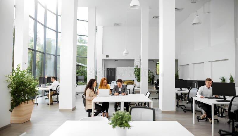 Collaborative Team Engaging in a Dynamic Meeting within a Bright ...