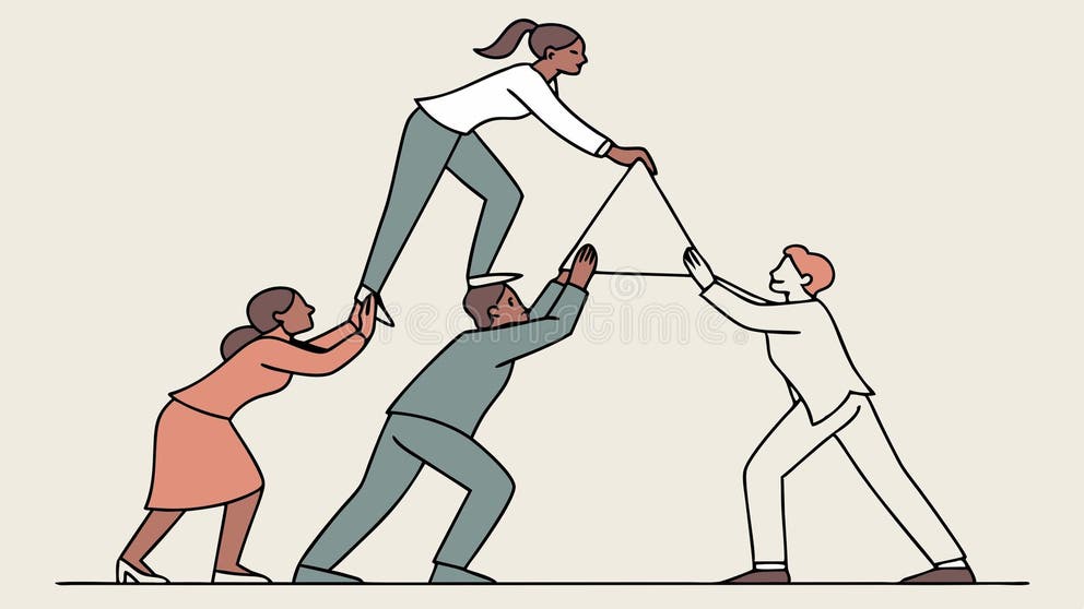 Collaborative Team Pulling a Rope Together, Vector Design Generative AI ...