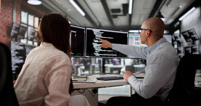 Collaborative Team of Software Engineers Coding Web Development Stock Photo - Image of screen ...