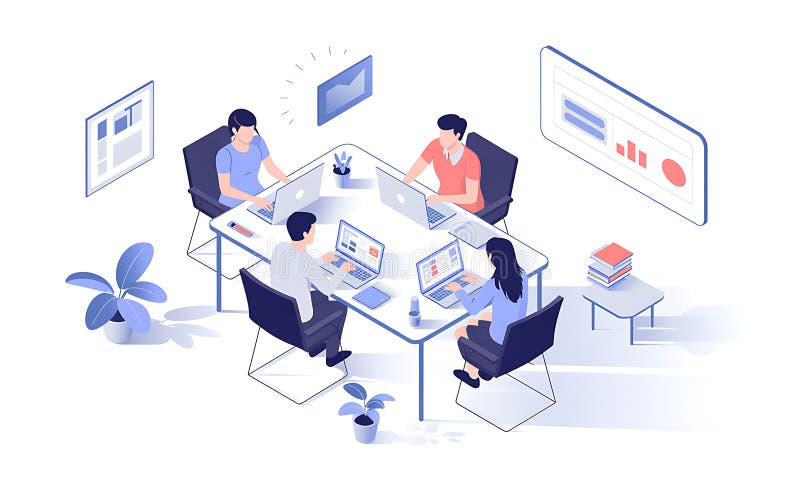 Collaborative Team Working on Projects and Analyzing Data in Modern ...