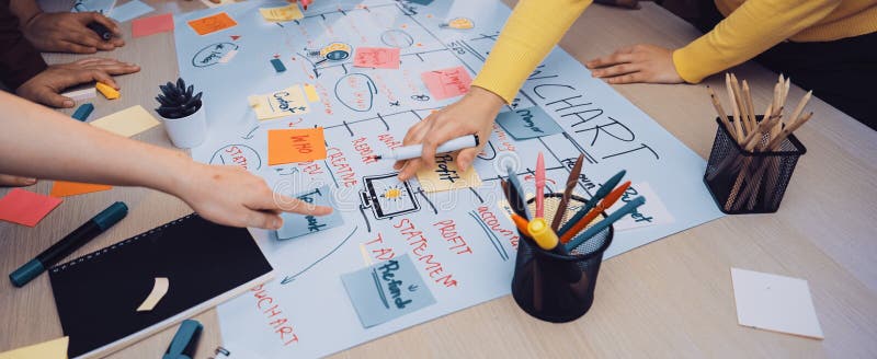 Collaborative Teamwork in Action with Colorful Sticky Notes and Mind ...