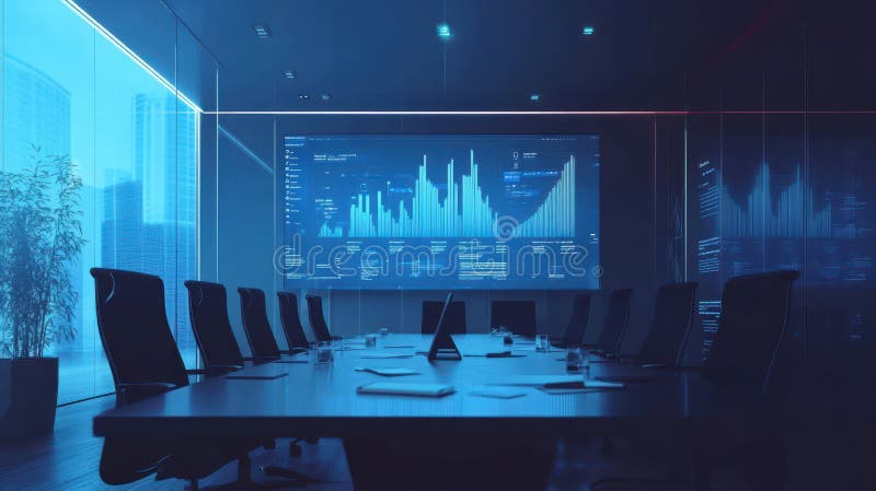 Collaborative Teamwork Business Data on Tablet Meeting Room Screen ...