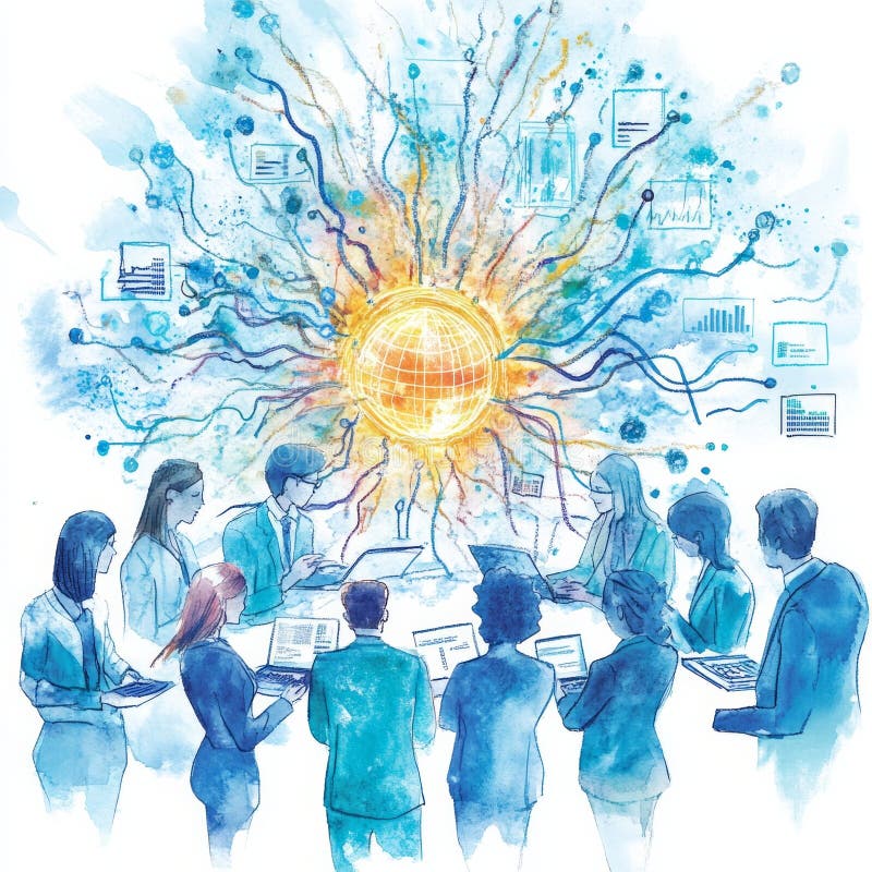 Collaborative Teamwork Illustrating Data and Innovation Concepts Stock ...