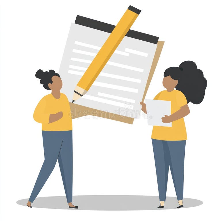 Collaborative Teamwork Illustration, Document Review and Editing ...