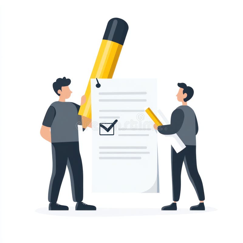 Collaborative Teamwork Illustration Document Review Process Stock ...