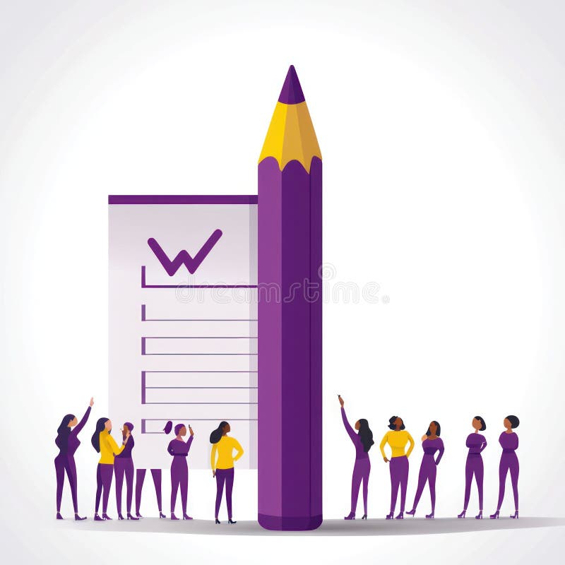 Collaborative Checklist Illustration, Teamwork on a Large Checklist ...