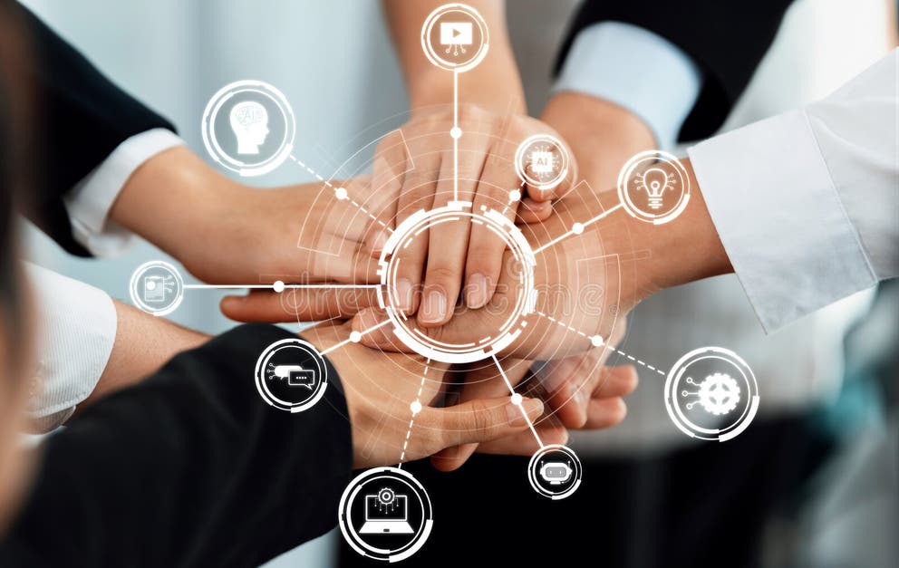 Collaborative Teamwork and Innovation Concept with Connected Hands ...