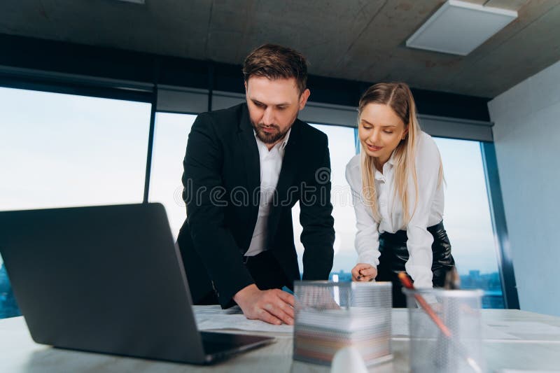 Collaborative Teamwork in a Modern Office Space with Young ...