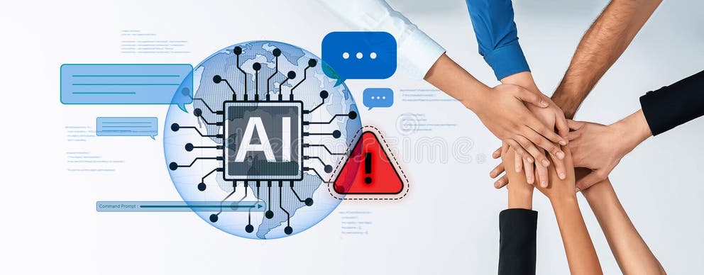 Collaborative Teamwork Surrounding Artificial Intelligence Concept with Hands Joining To ...