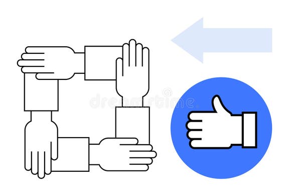 Collaborative Teamwork Symbol with Interconnected Hands and a Positive ...