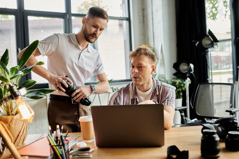 Collaborative Tech Exploration Stock Image - Image of browsing, office ...