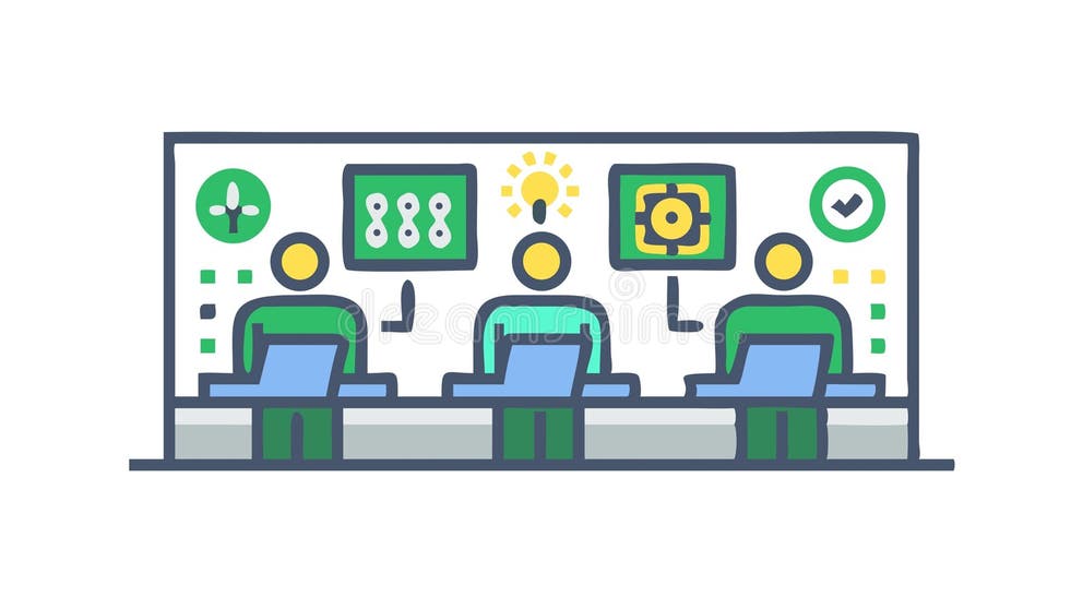 Collaborative Tech Meeting, Digital Team Workspace, Vector Design ...