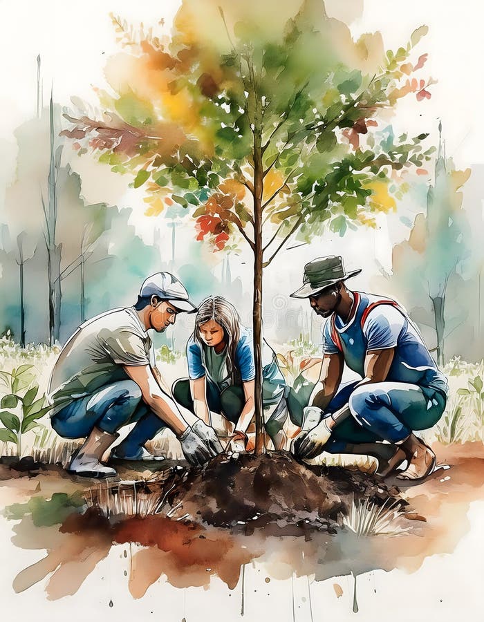 A Collaborative Tree-planting Effort, Showcasing Teamwork and ...