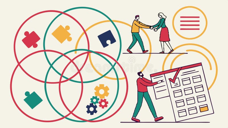 Team Working with Connected Gear Icons Vector Design Generative AI ...