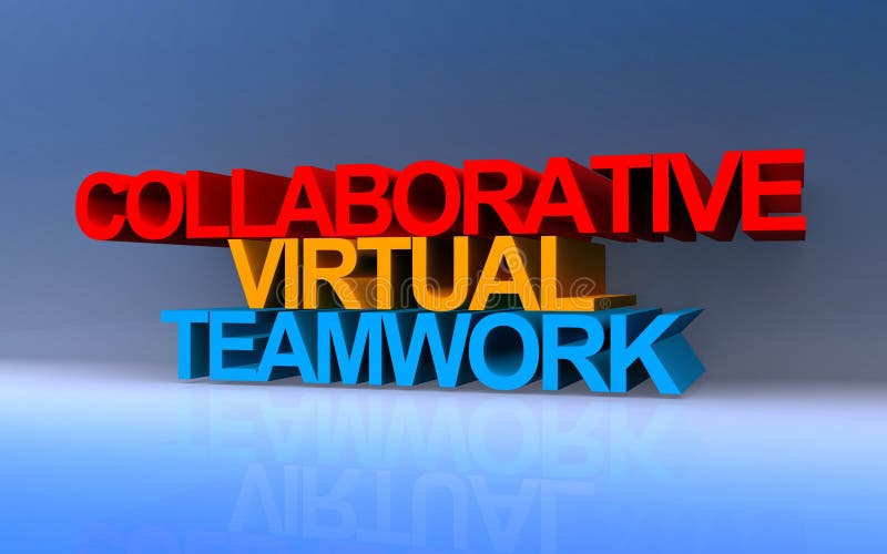 Collaborative Virtual Teamwork on Blue Stock Illustration ...