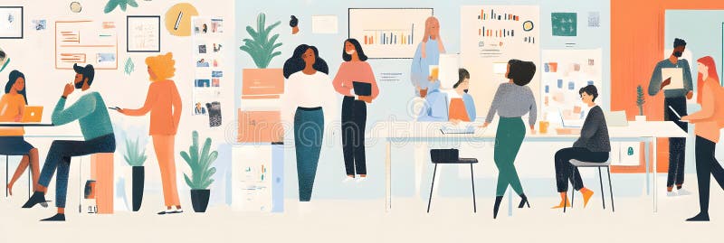 Collaborative Work Environment with Engaged Individuals Stock ...