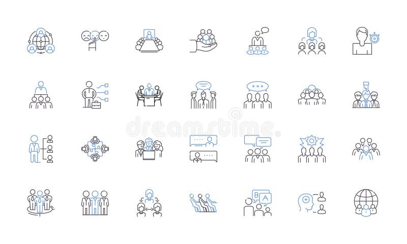 Collaborative Work Line Icons Collection. Synergy, Teamwork ...