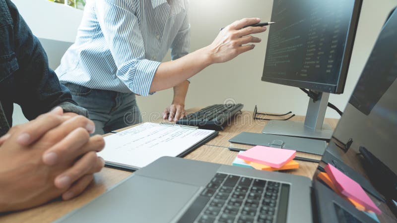 Collaborative Work Software Engineers Website Developer Technologies Or Programmer Working
