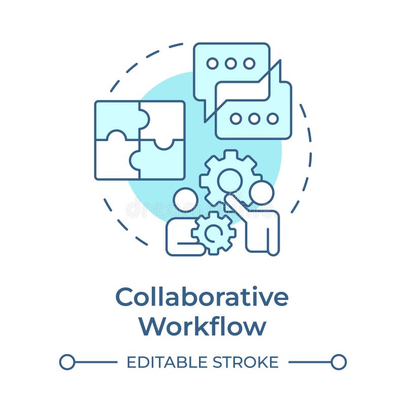 Collaborative Workflow Soft Blue Concept Icon Stock Vector ...