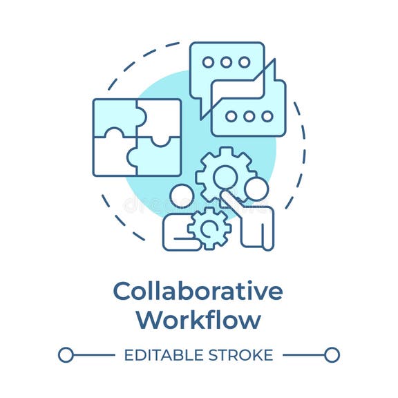 Collaborative Workflow Soft Blue Concept Icon Stock Vector - Illustration of color, corporate ...