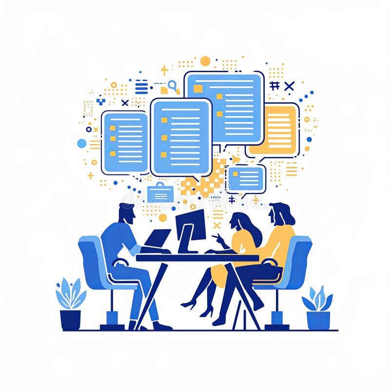 Collaborative Workplace Concept Featuring a Team Discussion with Modern ...