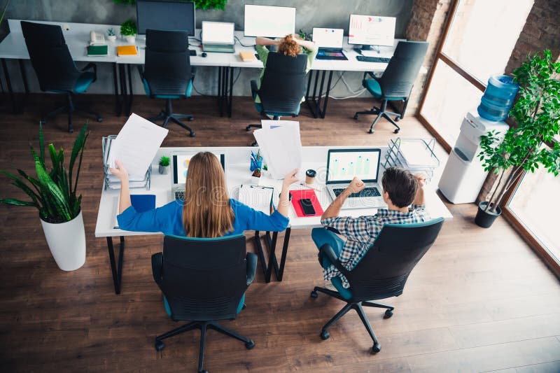 Collaborative Workplace with Diverse Professionals Working on Projects in Modern Corporate ...