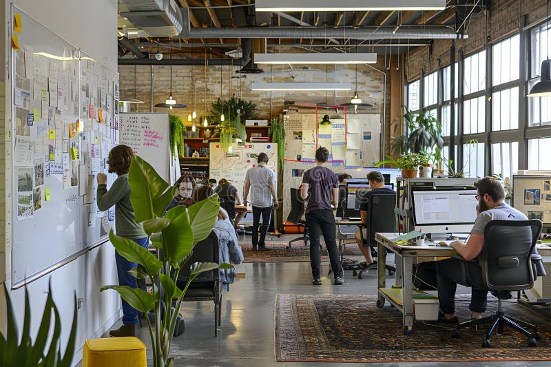 A Collaborative Workspace, Design Team Brainstorming and Working on ...