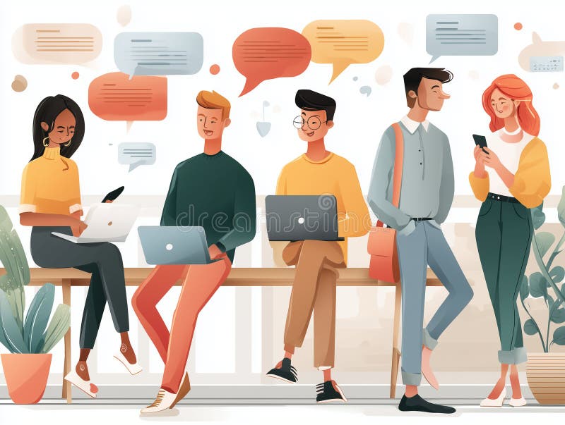 Collaborative Workspace with Diverse Individuals Using Laptops and ...