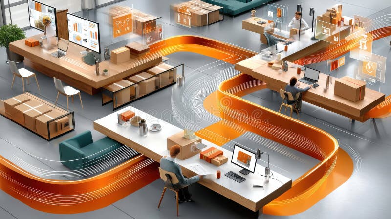 Collaborative Workspace Showcasing Efficient Logistics and Digital ...