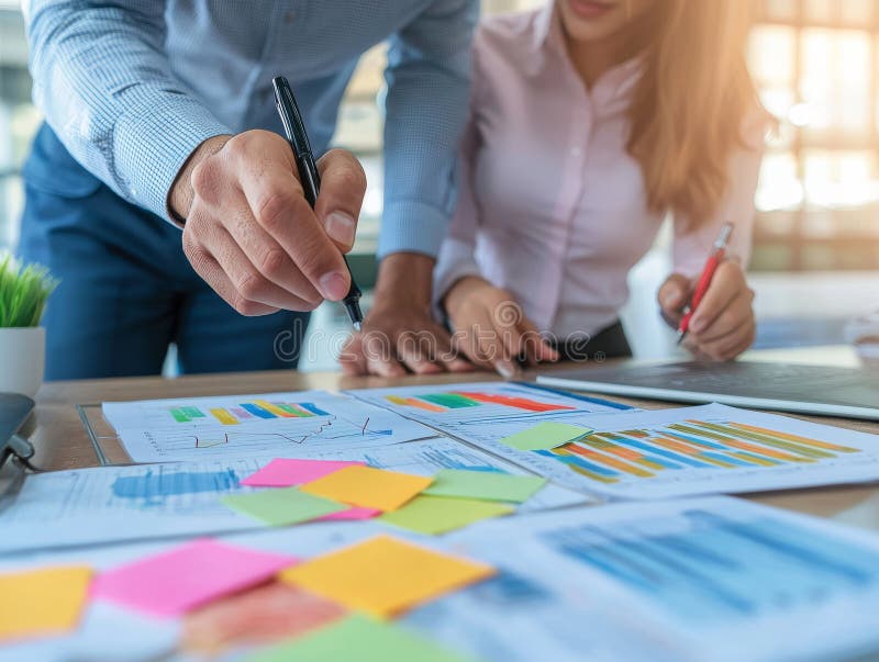 Collaborative Workspace with Sticky Notes and Documents. Stock Image ...