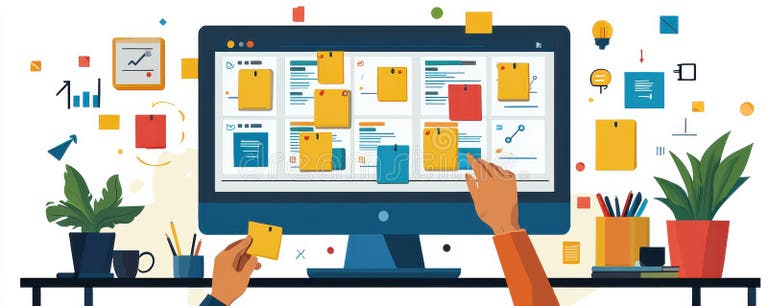 Collaborative Workspace with Sticky Notes and Project Planning on a ...