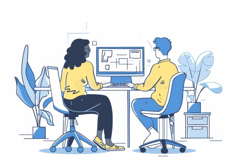 Collaborative Workspace stock illustration. Illustration of creative ...