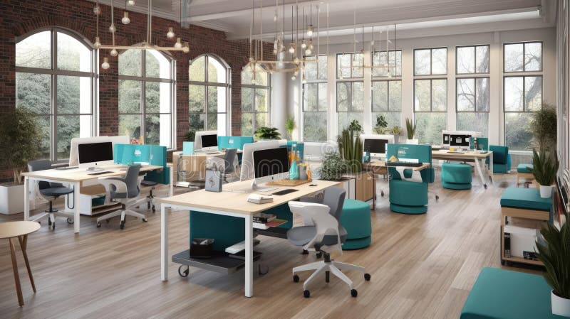 A Collaborative Workspace with a Variety of Tables and Chairs for ...