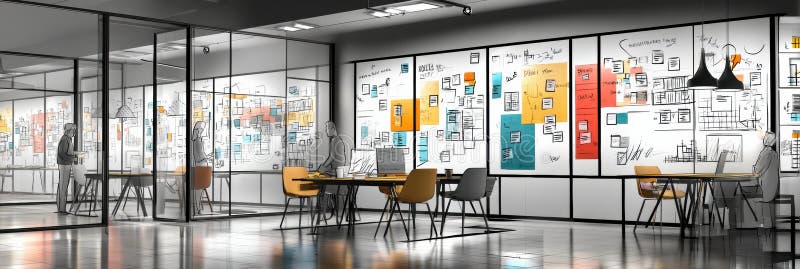 Innovative Virtual Coworking Space Featuring Floating Task Boards Collaborative Productivity ...