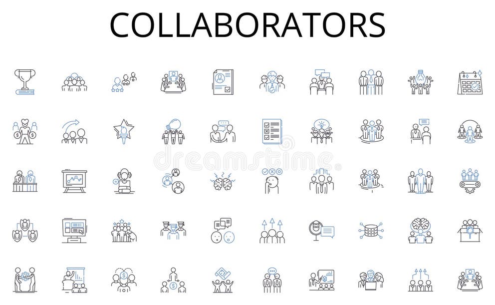 Collaborators Line Icons Collection. Communication, Interaction ...