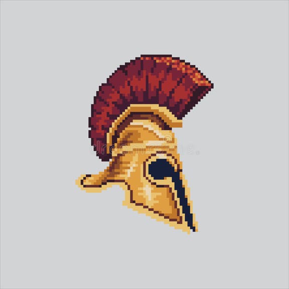 Pixel Art Roman Spartan Gladiator Knight Helmet Icon Illustration ...