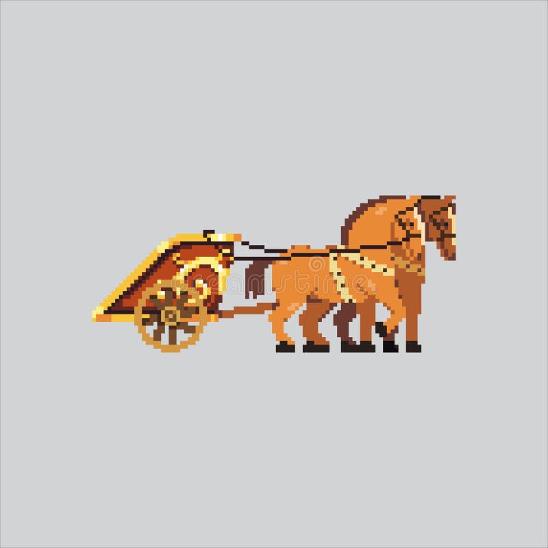 Pixel Art Roman Chariot Cavalry Gladiator Icon Illustration Vector for ...