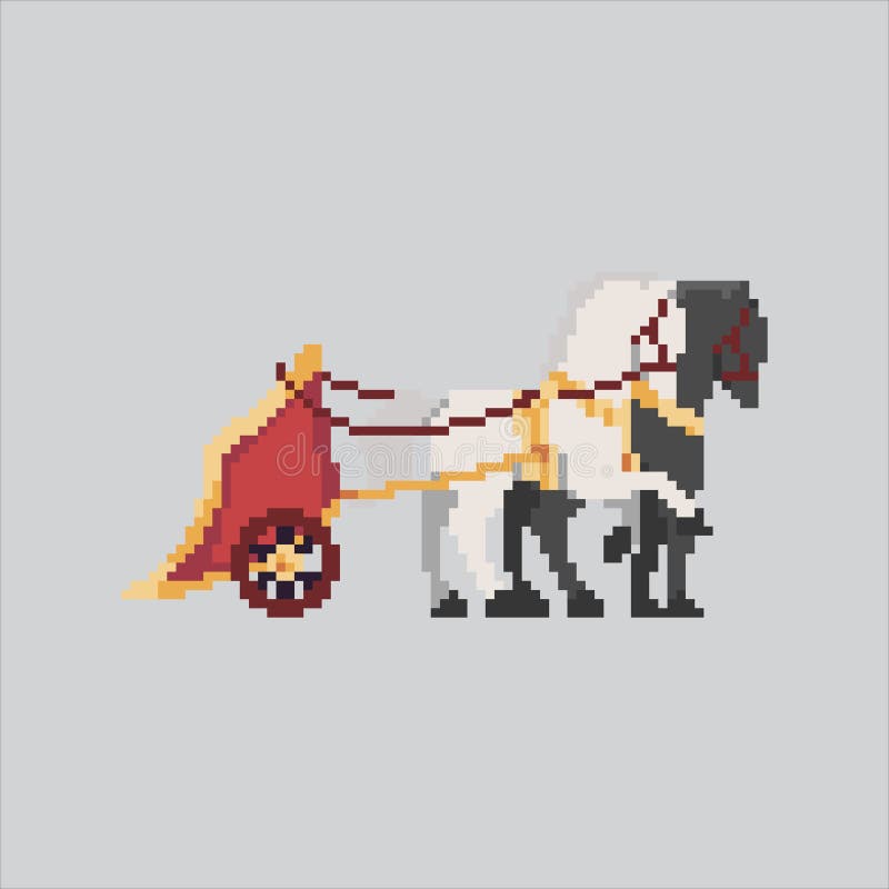 Pixel Art Roman Chariot Cavalry Gladiator Icon Illustration Vector ...