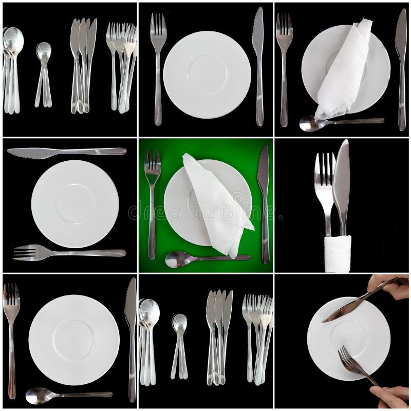 Collage stock photo. Image of dinner, flatware, black - 23017474