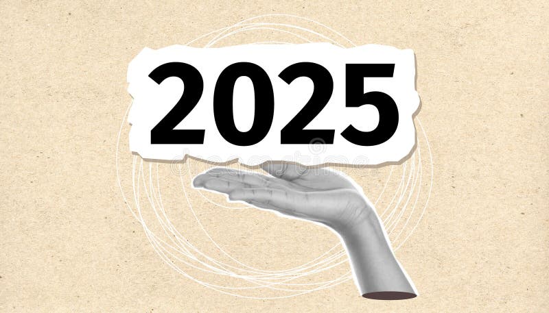 Collage 2025 new year stock illustration. Illustration of design ...