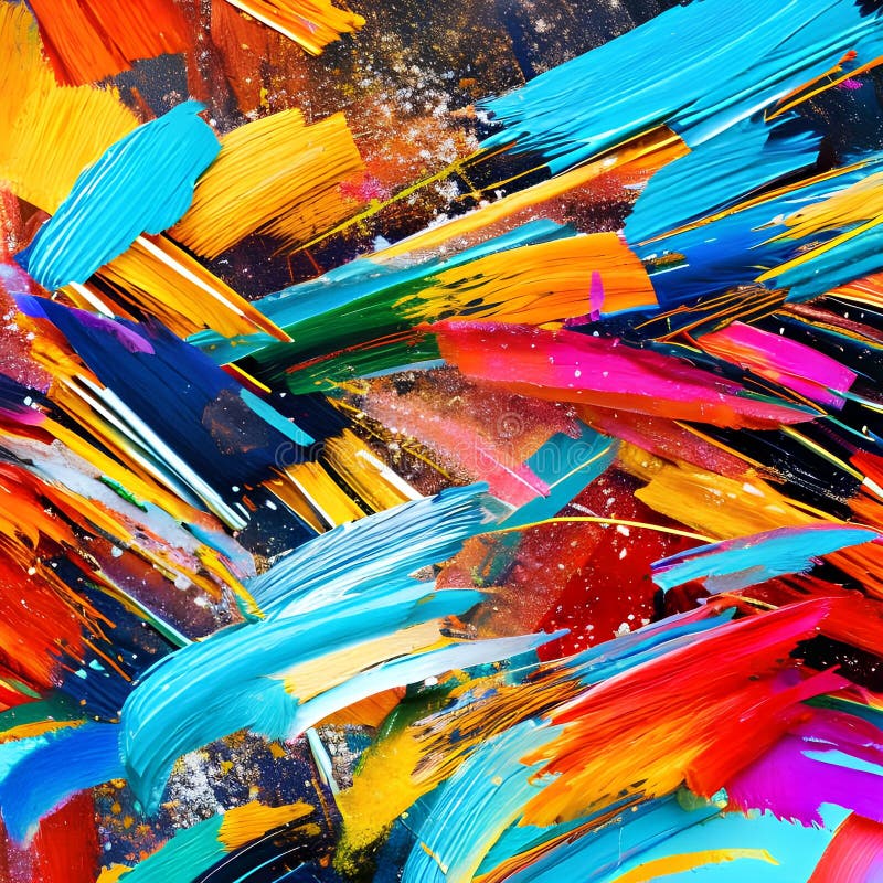 A Collage of Abstract Brushstrokes and Splatters in a Vibrant and ...