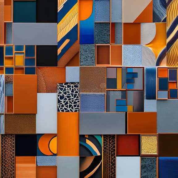 A Collage of Abstract Shapes, Textures, and Layers, Creating a Dynamic and Visually Engaging ...