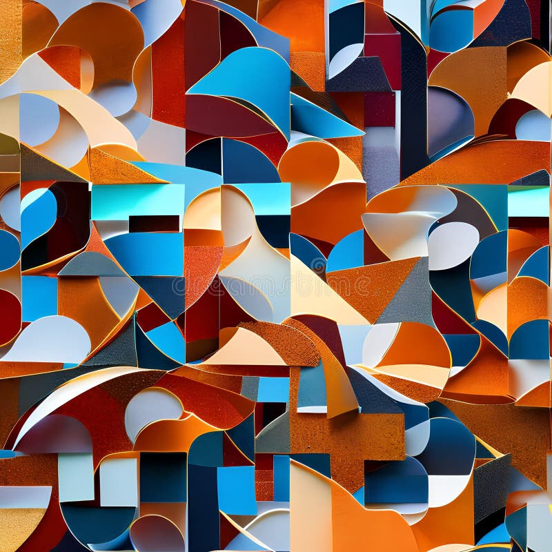A Collage of Abstract Shapes, Textures, and Layers, Creating a Dynamic and Visually Engaging ...