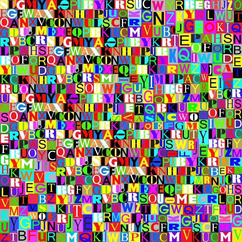 Collage Abstracto De Letras Coloreadas Stock de ilustración ...