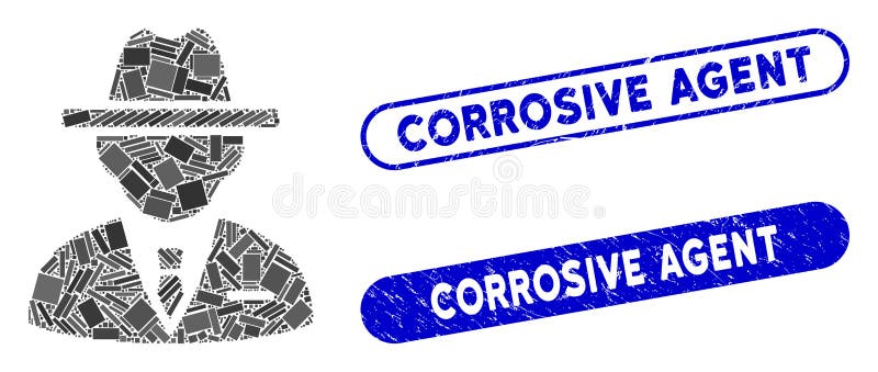 Rectangle Collage Agent with Grunge Corrosive Agent Seals Stock Vector ...