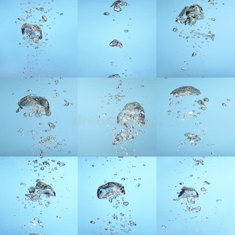 Collage with Air Bubbles in Water on Light Blue Background Stock Image ...