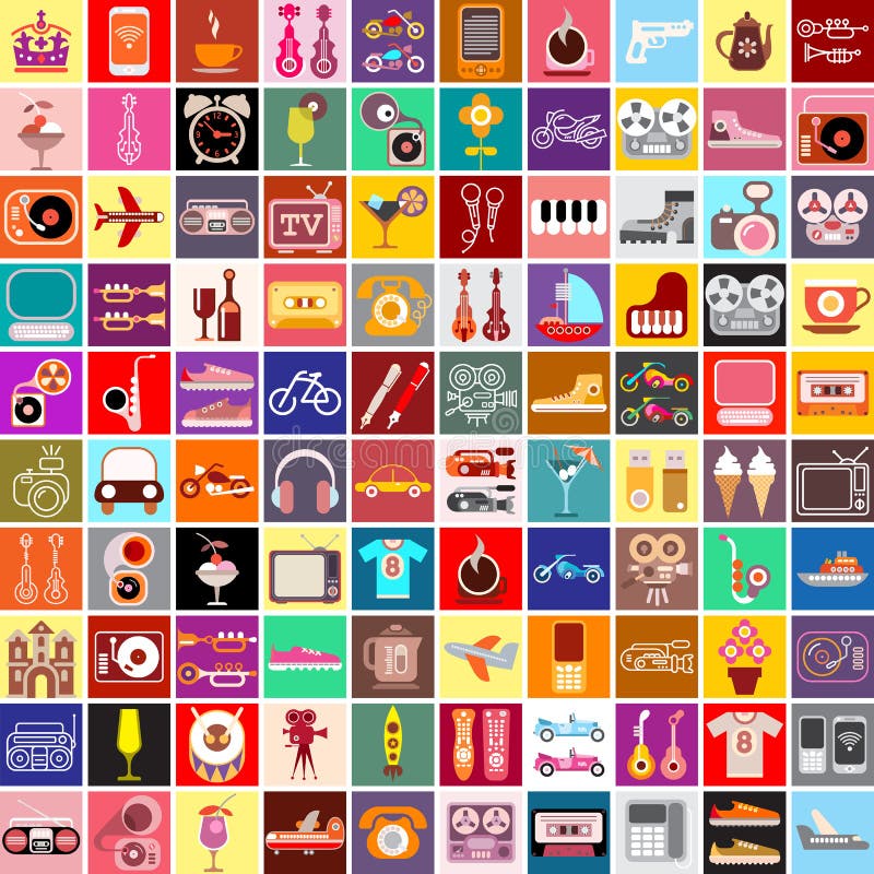 Objetos al azar ilustración del vector. Ilustración de hora - 10323621