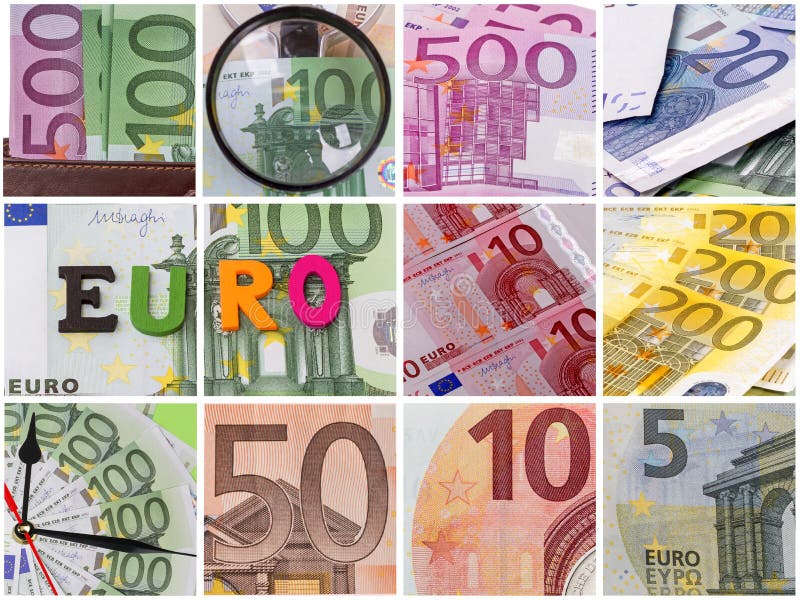 Collage all paper euro stock image. Image of number - 153391255